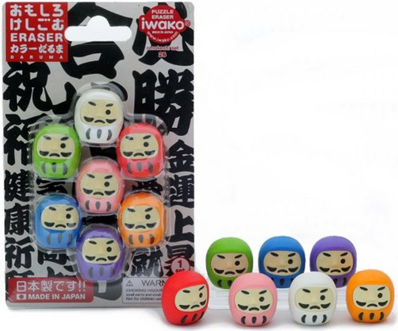 Iwako Japanese Daruma Eraser Set - Japan Bargain Inc
