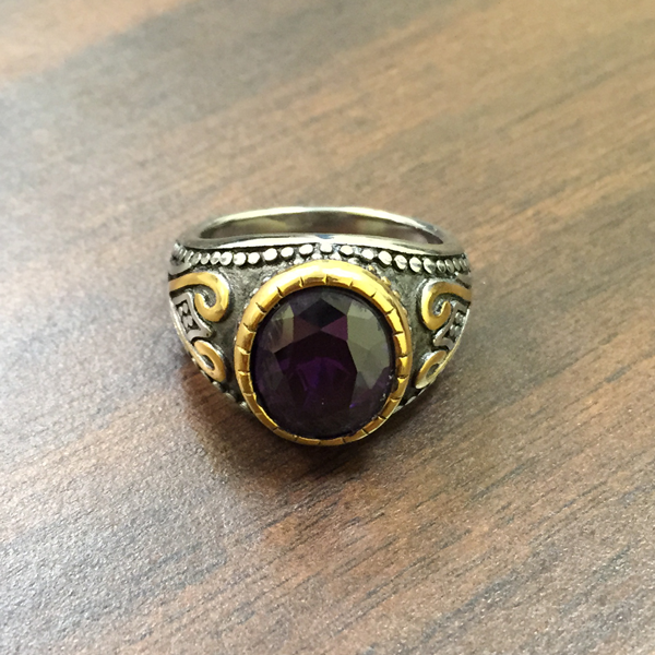 Bishop Clergy Ring Amethyst Purple Stone