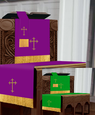 Purple and Green 3 piece parament set - includes communion table runner ...
