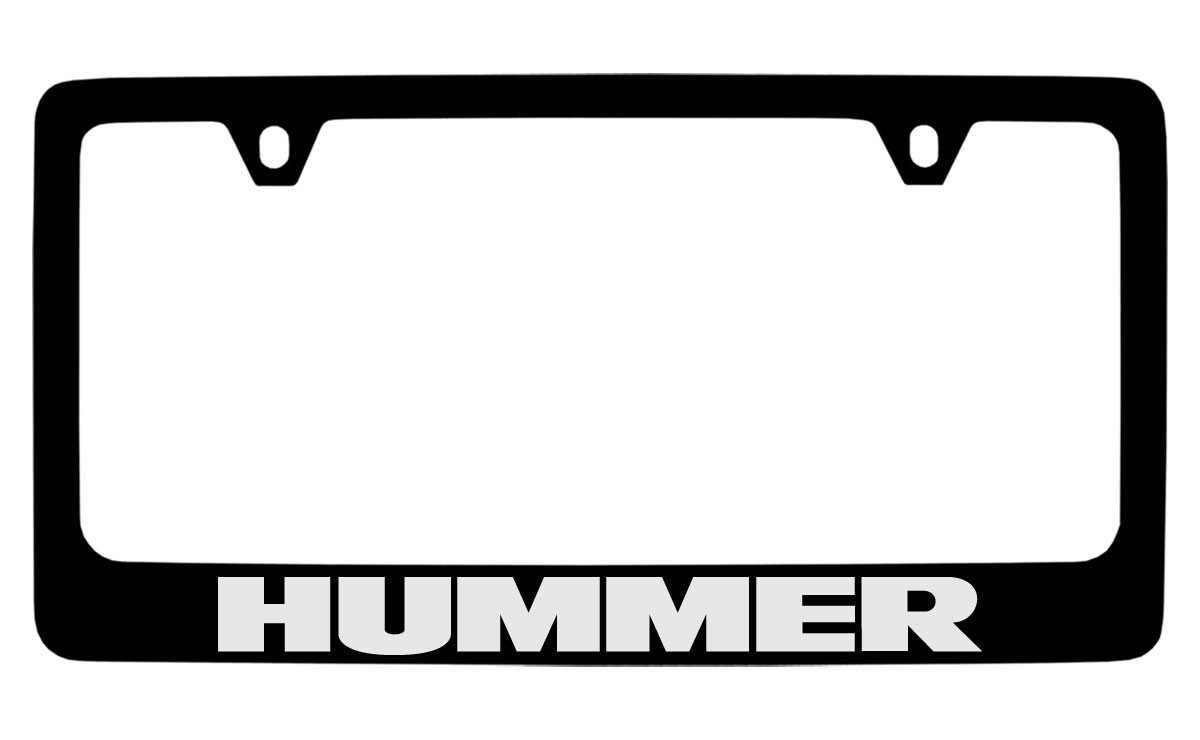 Hummer Black Coated Zinc License Plate Frame Holder with Silver Imprint