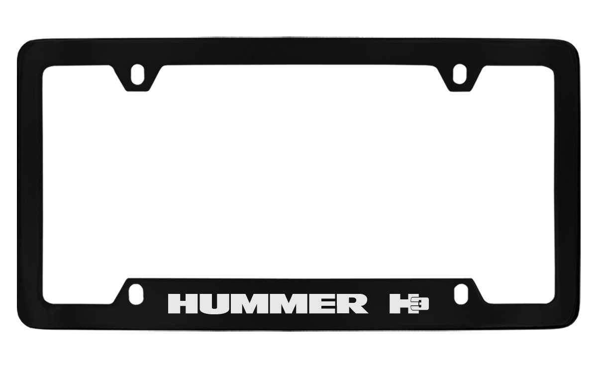 Hummer H3 Bottom Engraved Black Coated Zinc License Plate Frame Holder ...