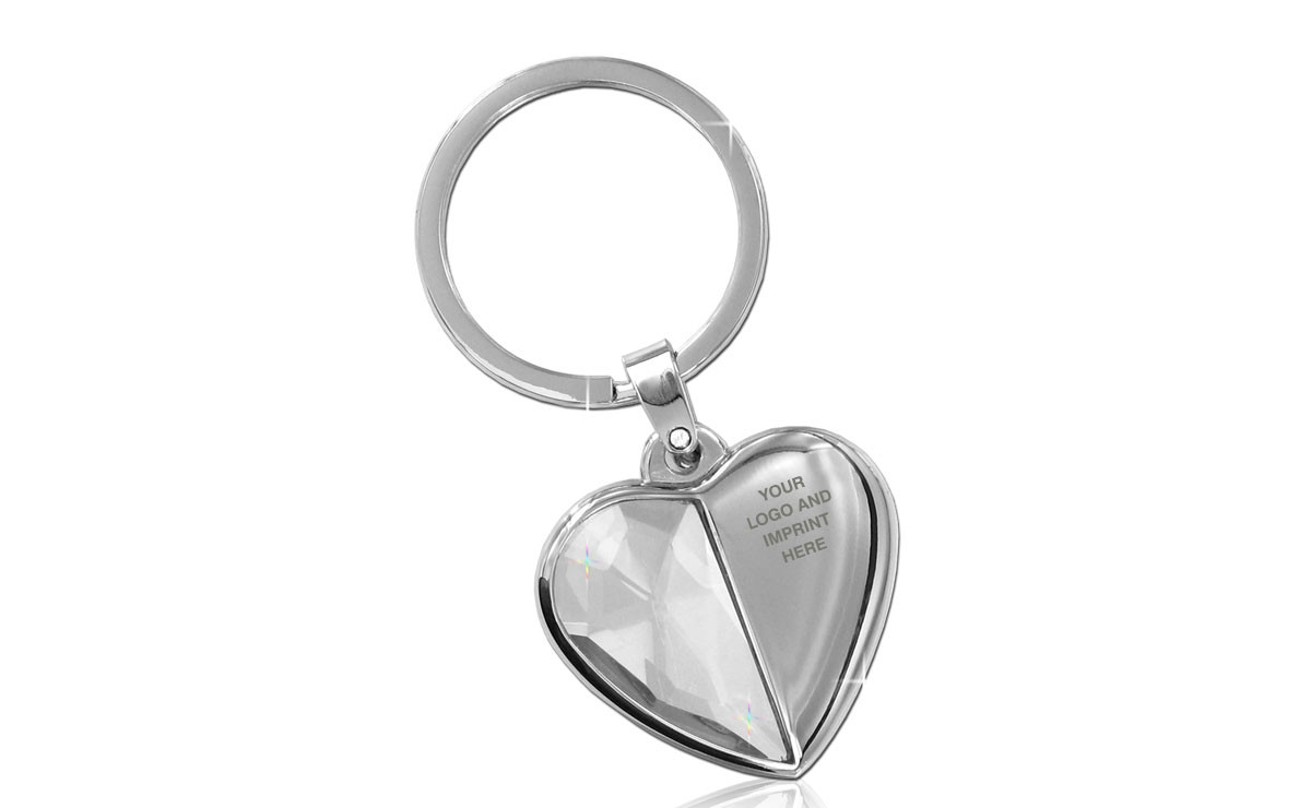 Half Crystal & Half Metal Heart Shape Key Chain