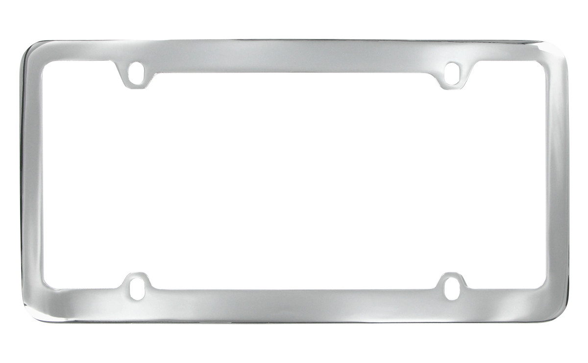 Chrome Plated Plain License Plate Frame with Medium Rim 4 Hole