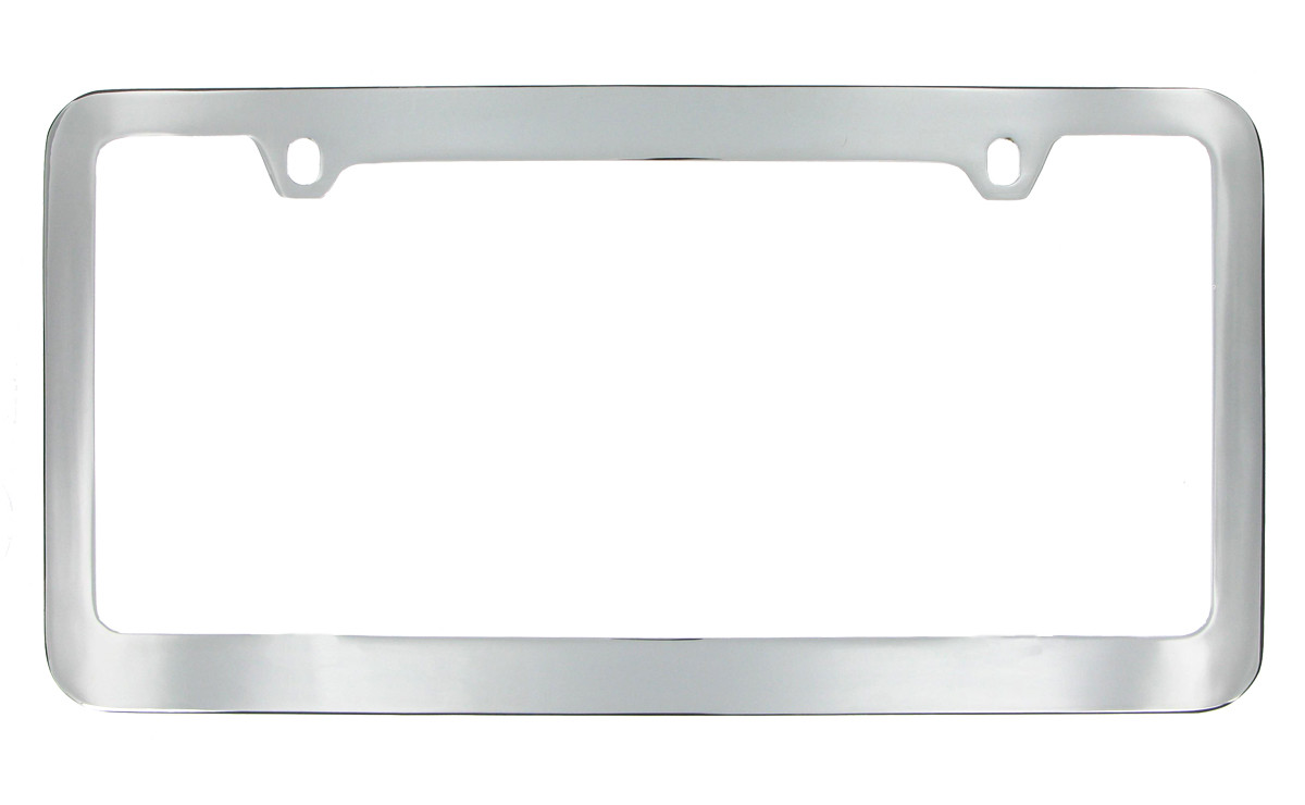 Chrome Plated Plain License Plate Frame with Medium Rim 2 Hole
