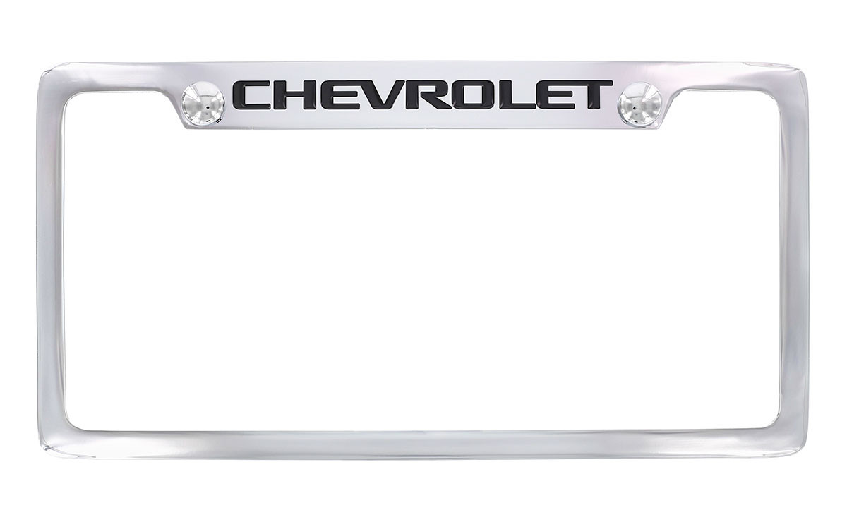 Chrome Plated Brass License Plate Frame with Epoxy Filled Chevrolet ...