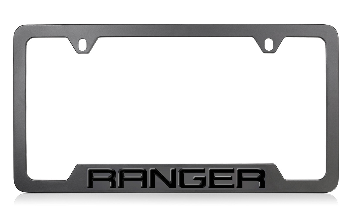 Ford Brand Black Coated License Plate Frame with Black Epoxy Filled ...