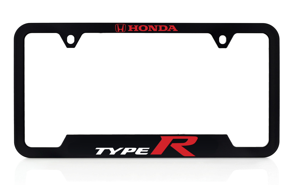 Honda UV Printed Black Plastic License Plate Frame with Type-R Logo