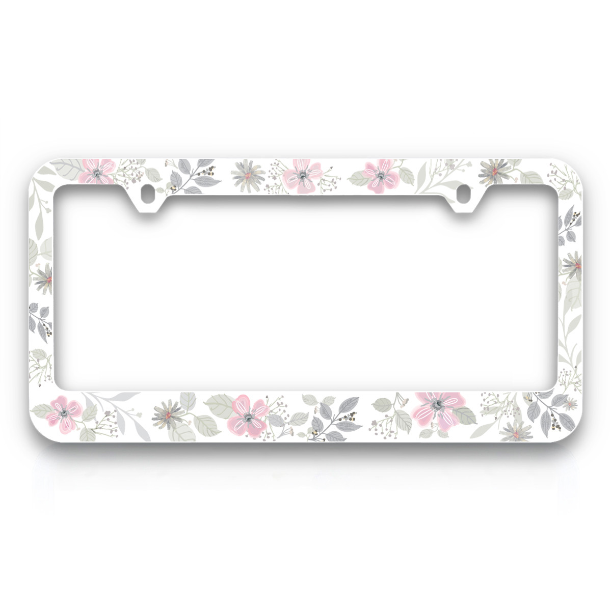 Pastel Pink & Grey White License Plate Frame