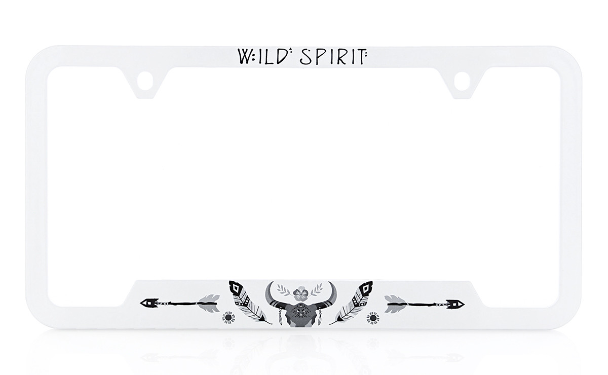 Wild Spirit White License Plate Frame