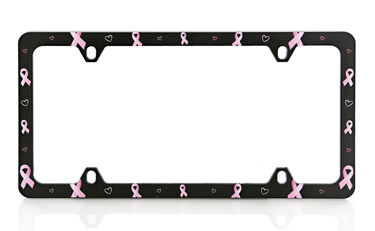 Pink Ribbon Plastic License Frame_ Breast Cancer Awareness_ Thin Rim ...