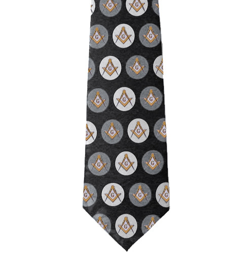 Freemason's Tie - Black and Gray Polyester long tie with polka dot ...