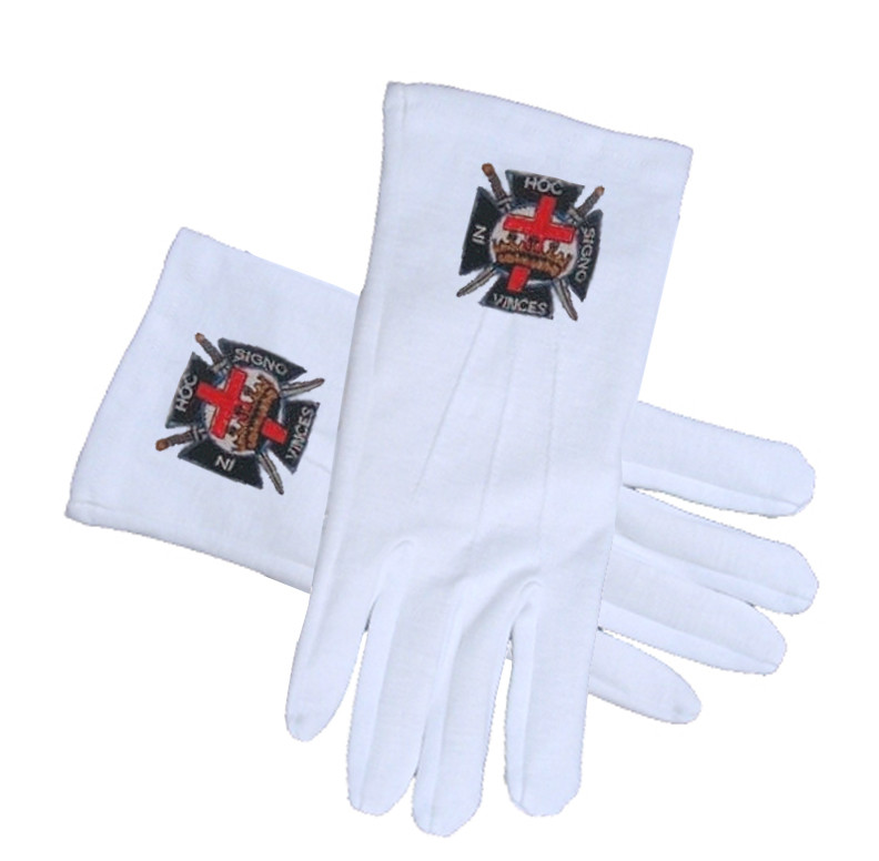 Masonic The Knights Of Templar Cotton Gloves - White (One Size Fits ...
