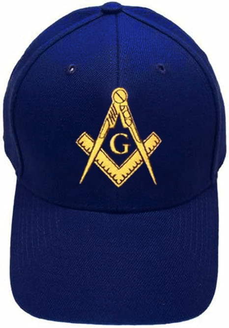 Freemason's Baseball Cap - Blue Hat with Golden Standard Masonic Symbol ...