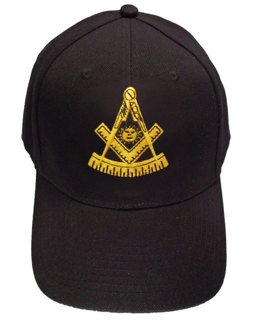 Freemason's Baseball Cap - Black Hat with Golden Past Master Masonic ...