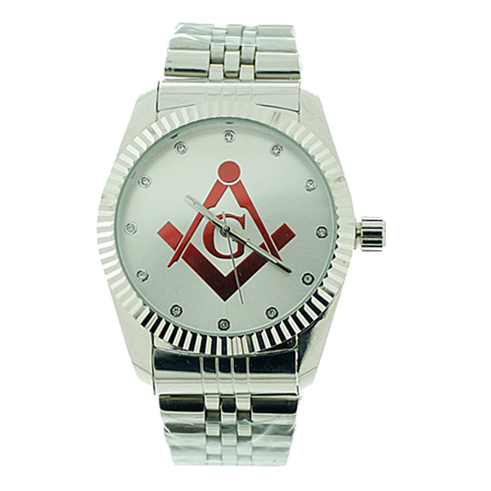 Masonic Watch - Red Lodge Masonic Logo Compass & Square - Silver Color ...