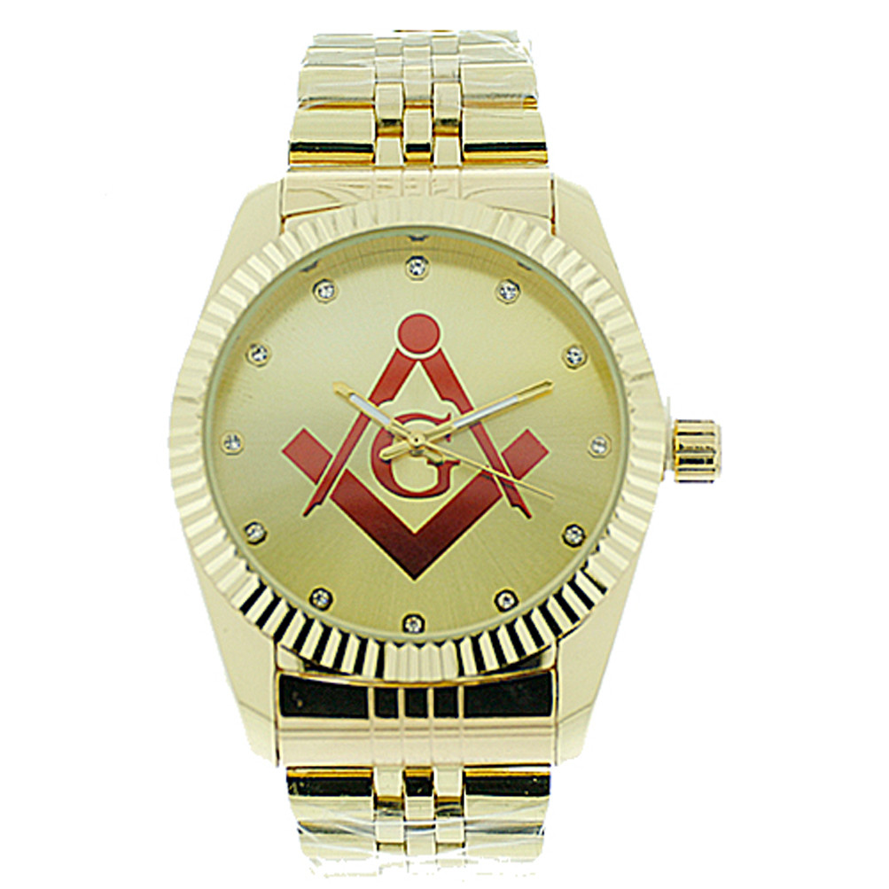 Masonic Watch - Red Lodge Masonic Logo Compass & Square - Gold Color ...