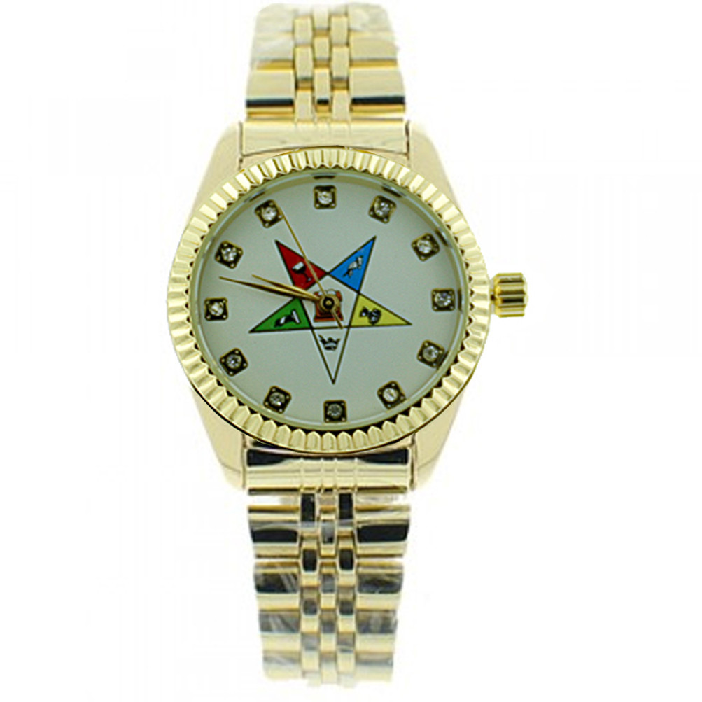 Order of the Eastern Star Watch - OES Symbol on Gold Color Steel Band ...