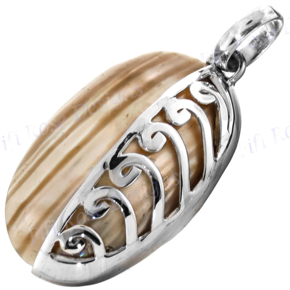 1 5/8" 925 silver gold turbo shell pendant s6026 - FifiRose
