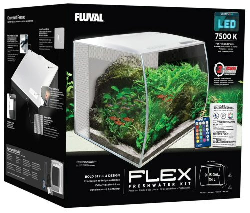 FLEX 34L 9 Gallon Aquarium Kit WHITE - (14" x 13" x 13") - Fluval ...