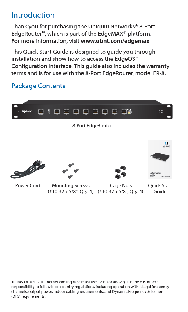 Ubiquiti ER-8 EdgeMAX Edgerouter 8 Port Router ( ER 8 )