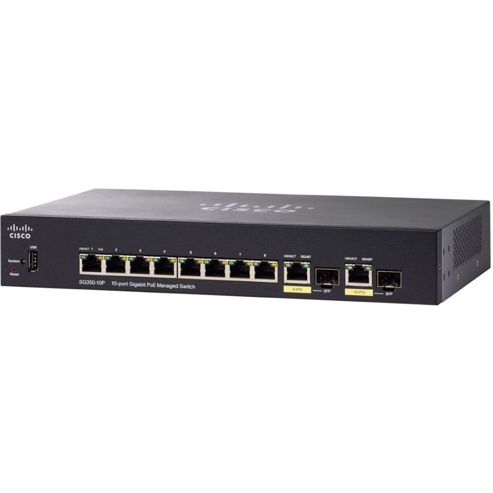 Cisco SG350-10P 10-Port Gigabit PoE Managed Switch with 62W Power ...