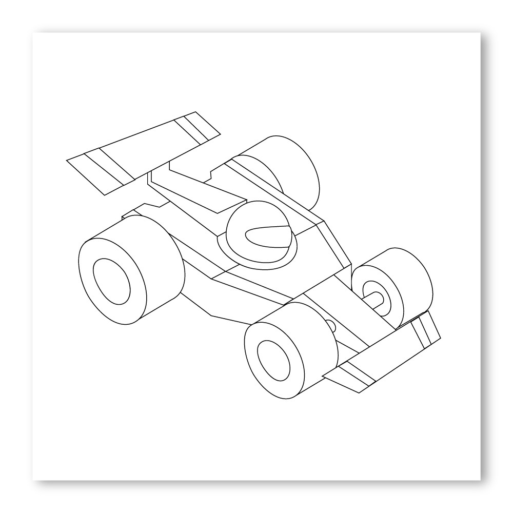 Emoji One COLORING Wall Graphic: Square Racing Car - Walls 360