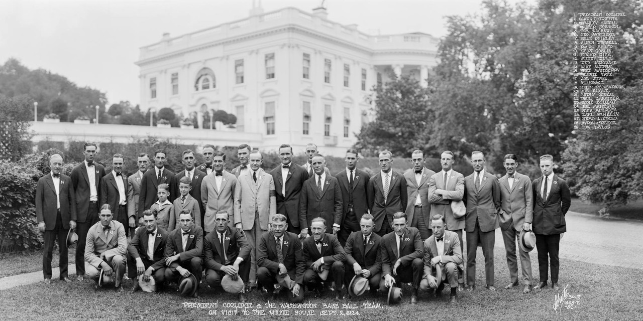 President Coolidge & The World's Champion Washington Baseball Team at ...