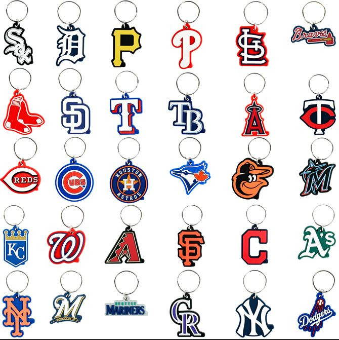 SOFT MLB Logo Key Chains all 30 Teams - GumballStuff: Bulk Vending Supplies