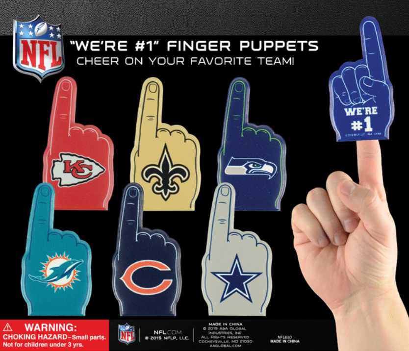 250 Capped NFL Finger Puppet "We are #1" Toys - GumballStuff: Bulk ...