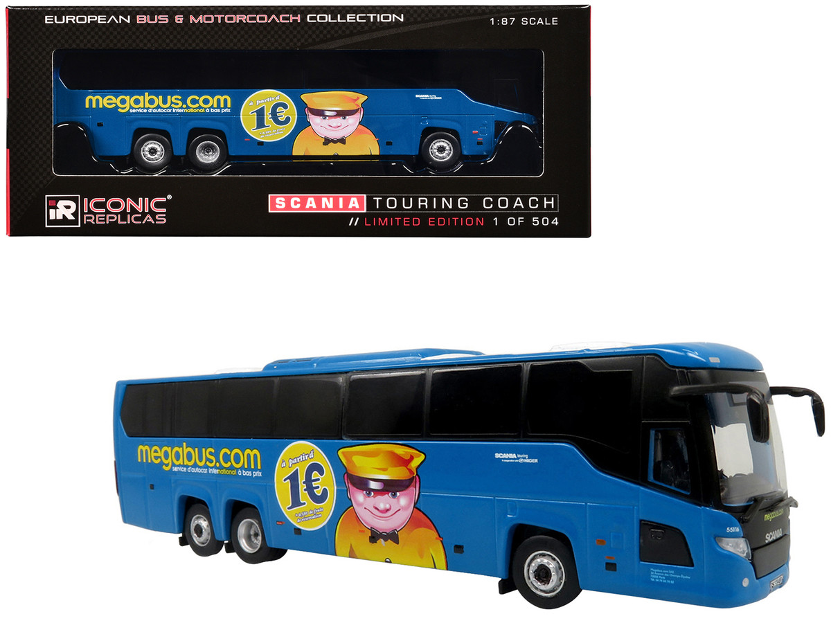Scania Touring Coach Bus "Megabus France" Blue with Graphics "European ...
