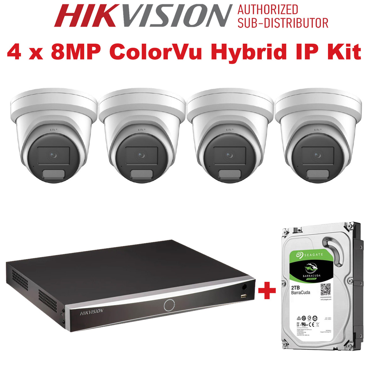 Hikvision 4 Ch NVR Kit With 4 x 8MP ColorVu Hybrid IP CCTV Cameras Kit ...