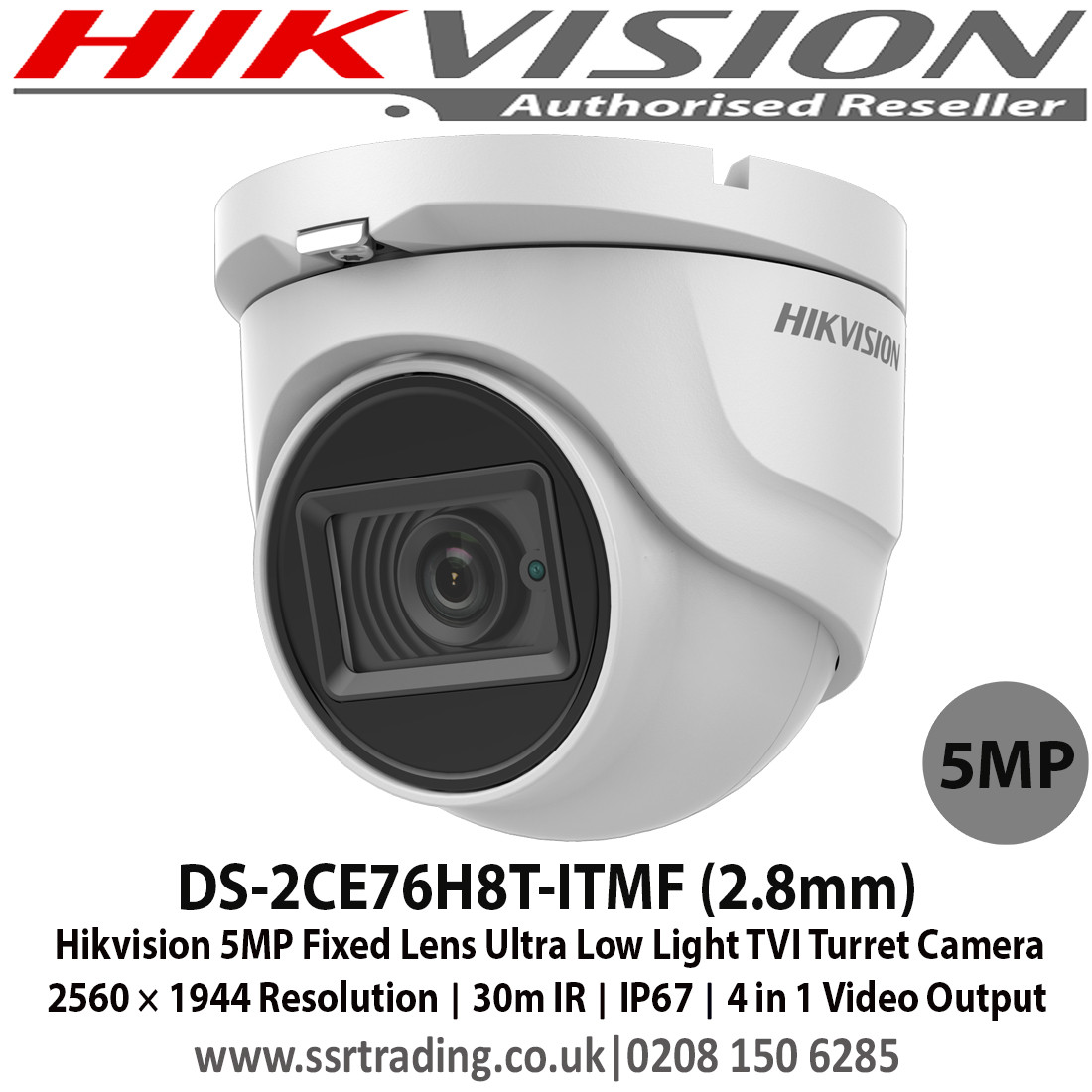 Hikvision 5mp 2 8mm Fixed Lens Ultra Low Light Up To 30m Ir Distance