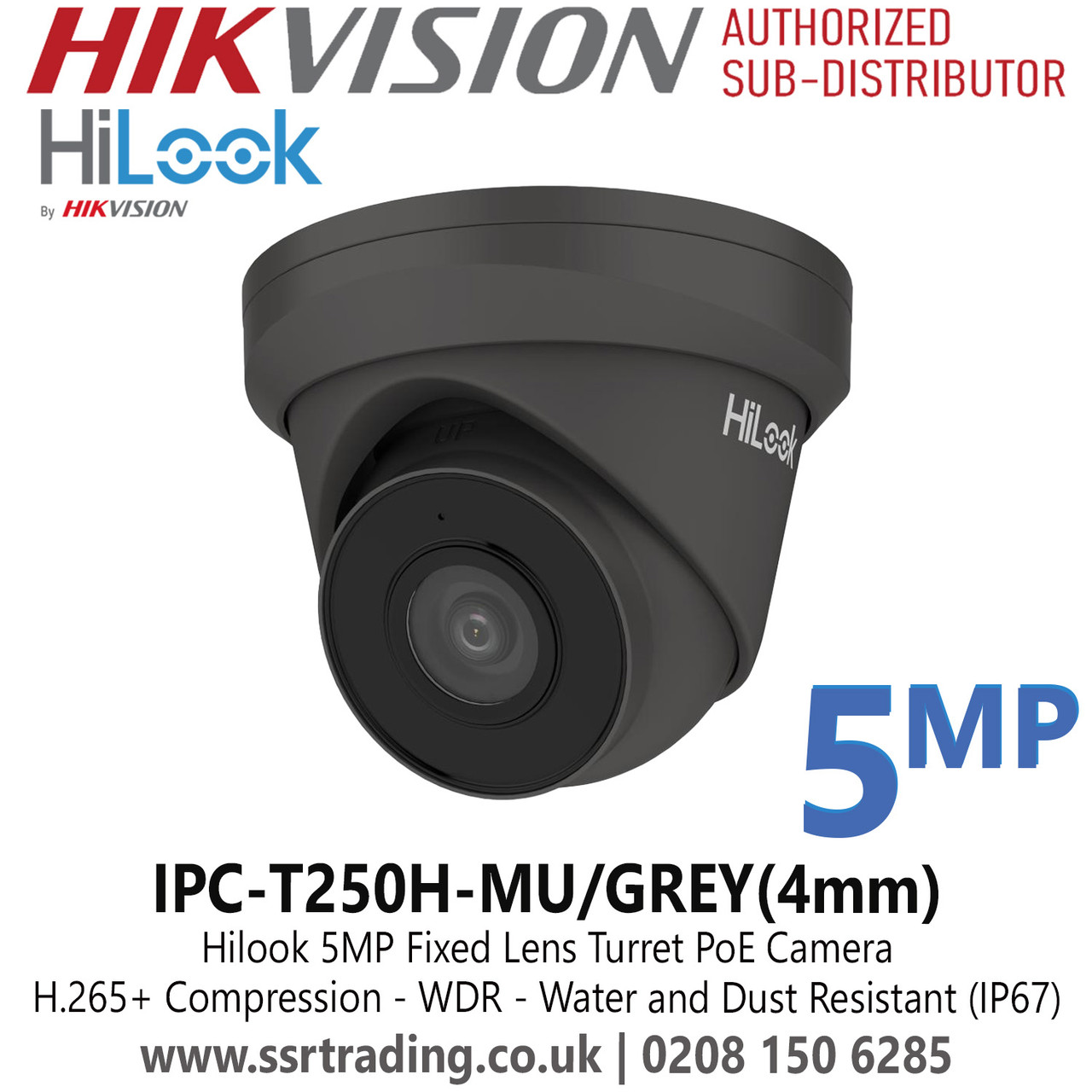 Hilook 5MP Turret IP Camera - IPC-T250H-MU/GREY(4mm)