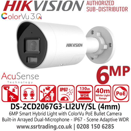 Hikvision 6MP Smart Hybrid Light with ColorVu Mini Bullet IP PoE Camera ...