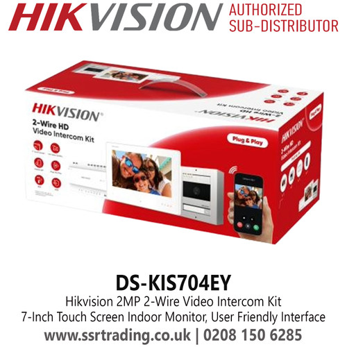 Hikvision DS-KIS704EY 2 Wire Video Intercom HD Kit - 7-Inch Touch ...