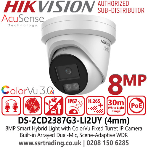 Hikvision 4K/8MP Smart Hybrid Light with ColorVu Turret IP PoE Camera ...