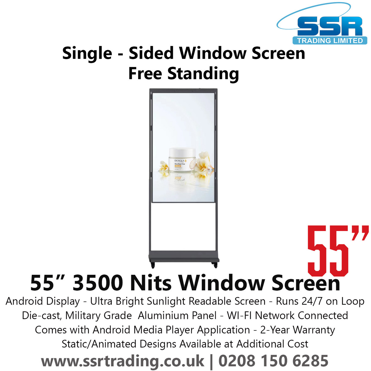 55" 3500 Nits Ultra Bright / Sunlight Readable Single-Sided Window ...