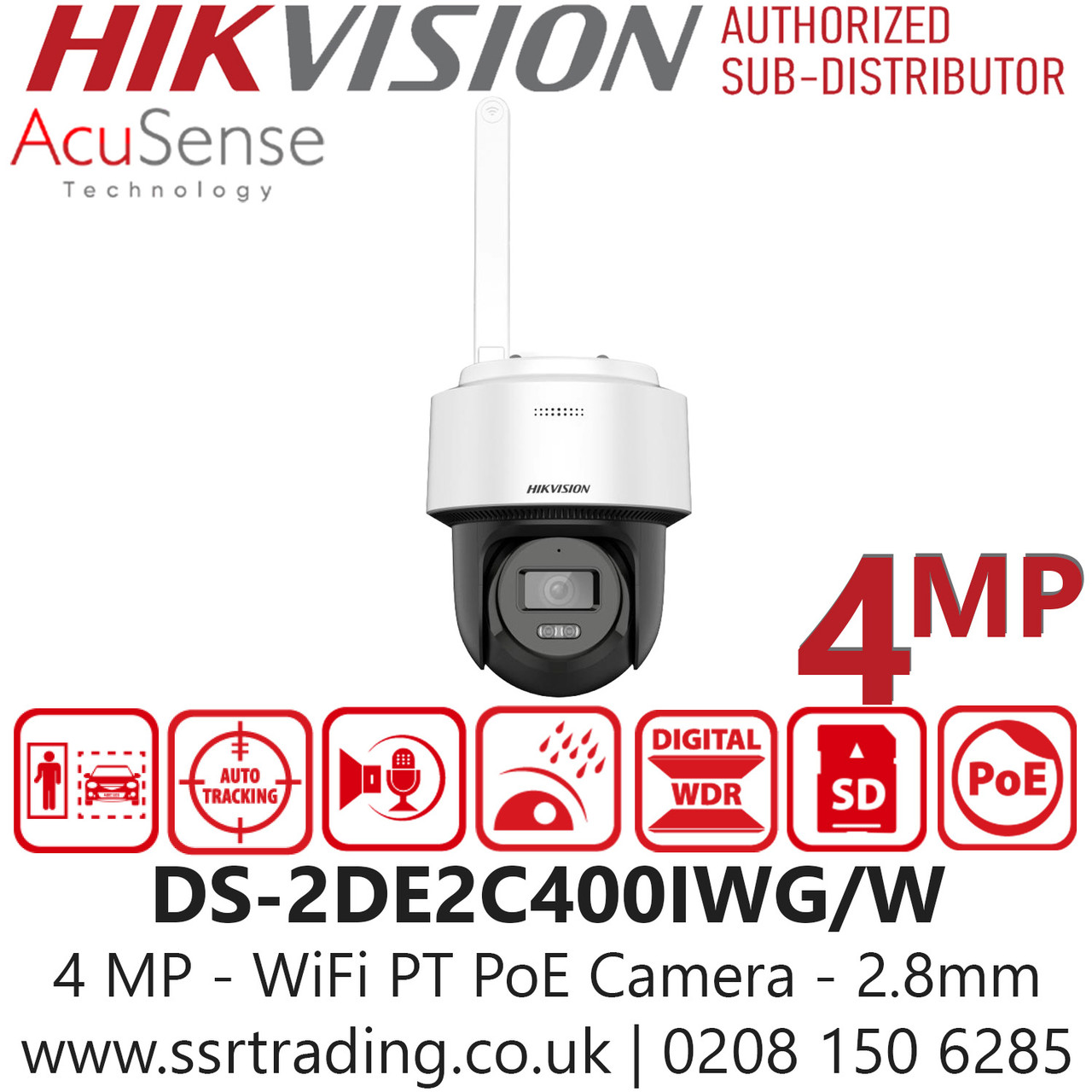 DS-2DE2C400IWG/W Hikvision 4MP Wi-Fi PTZ IP PoE Camera – IR Night ...