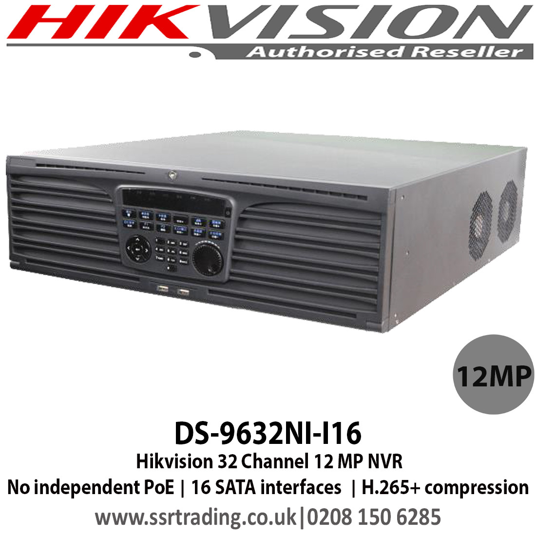 Hikvision - 32 Channel 12 MP NVR with Up to 16 SATA interfaces and 1 eSATA interface for HDD ...