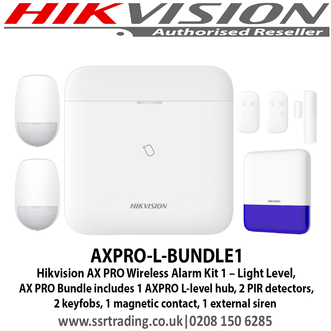 Hikvision AXPRO-L-BUNDLE1 AX PRO Wireless Alarm Kit 1 – Light Level, AX ...
