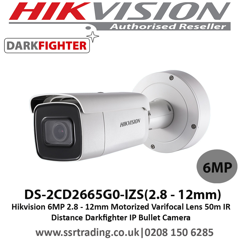Hikvision 6MP 2.8 - 12mm Motorized Varifocal Lens 50m IR Distance Darkfighter IP Bullet Camera ...