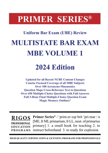 Primer Series Uniform Bar Exam (UBE) Review Multistate Bar Exam MBE ...