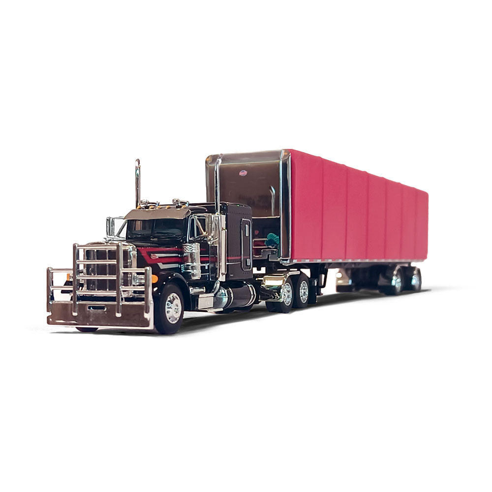 1/64 DCP Peterbilt 379 63" flattop sleeper with red Utility roll tarp ...