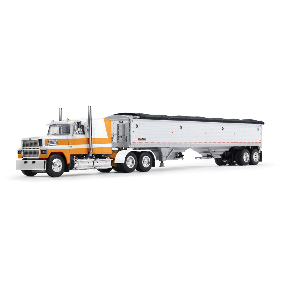1/64 DCP Ford L9000 60" sleeper with white Wilson grain trailer