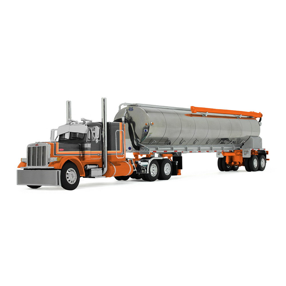 1/64 DCP orange/black Peterbilt 379 48" flattop sleeper with Walinga ...