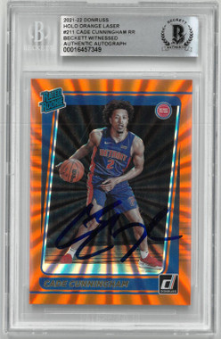 Cade Cunningham Autographed 2021/22 Donruss Holo Orange Laser Rookie ...