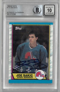 Joe Sakic Autographed 10 Grade 1989/90 Topps Rookie Card - Detroit City ...