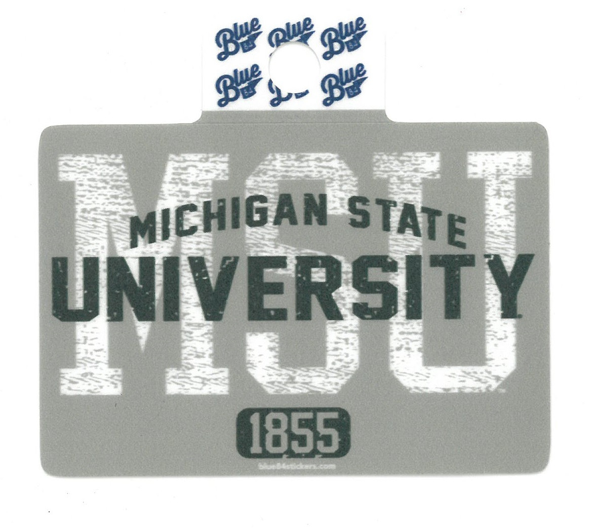 Michigan State University Blue 84 Grey Rectangle Decal - Detroit City ...