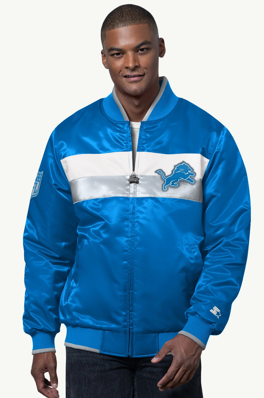 Detroit Lions Men's Starter Ambassador Satin Varsity Jacket - Detroit ...