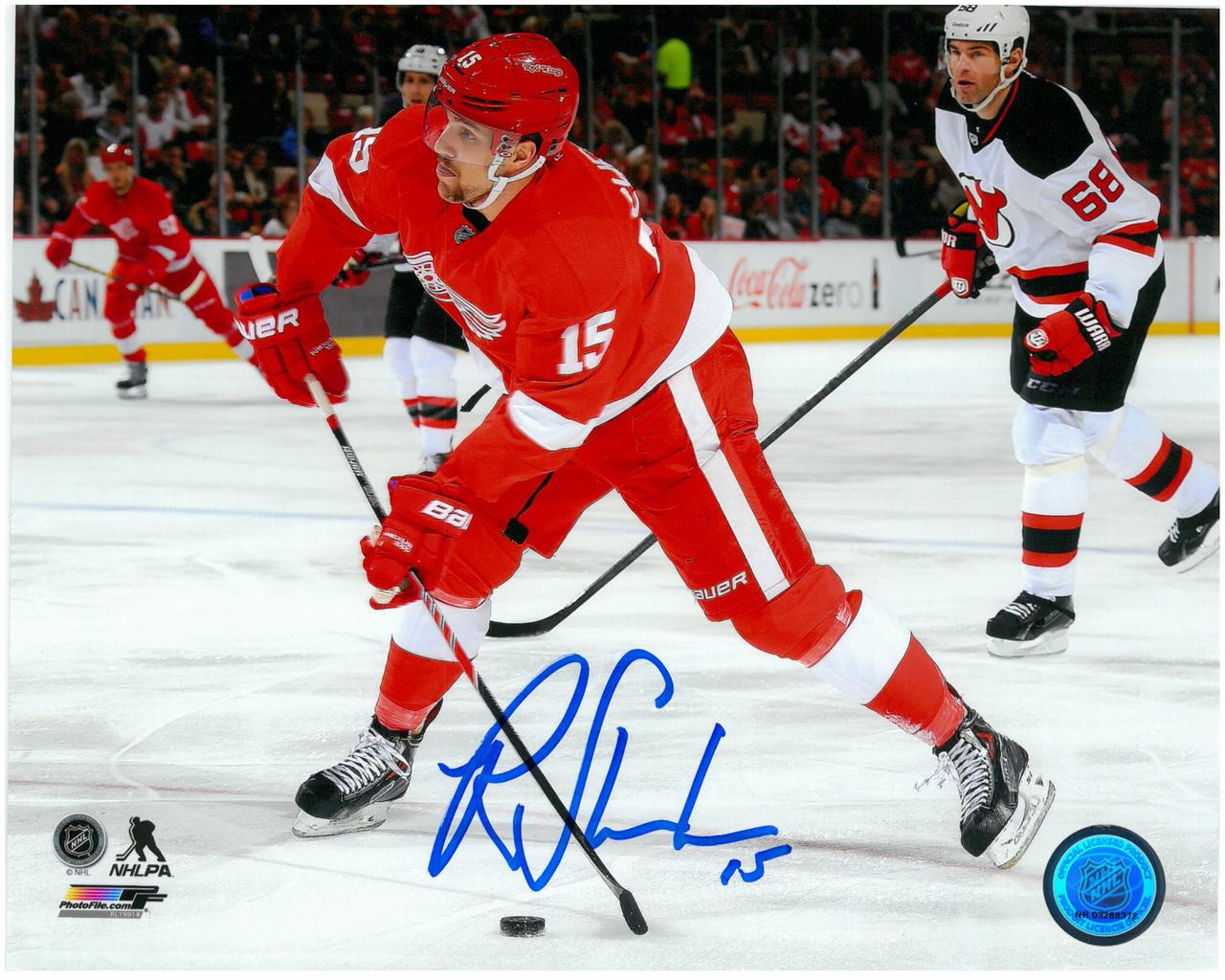 Riley Sheahan Autographed Detroit Red Wings 8x10 Photo #3 - Home Action ...